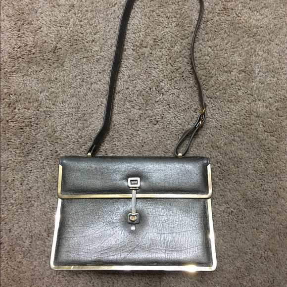 Vintage | Bags | Vtg Metallic Pewter Leather Shoulder Bag Purse | Poshmark